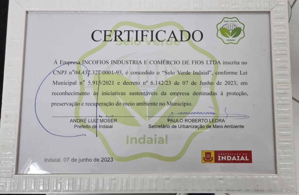 Incofios recebe Selo Verde de Indaial por ações de sustentabilidade ...